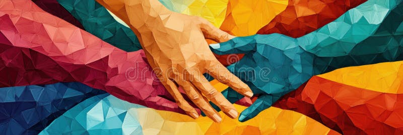 Interconnected Hands Symbolize Unity and Support among Diverse Groups ...