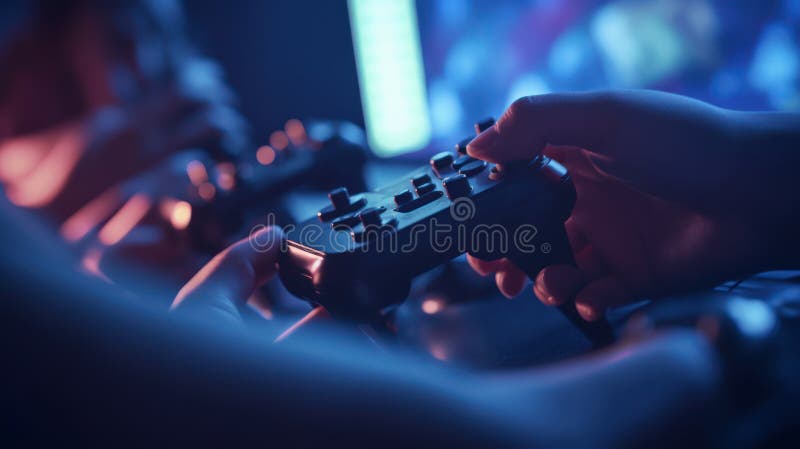 Hands with Video Game Joystick, Gaming Stock Illustration ...
