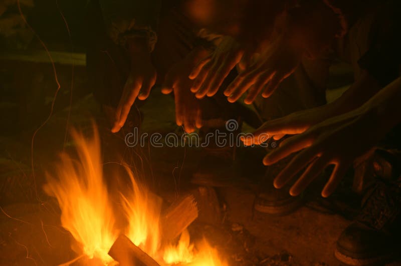 Hands Warming Over a Wood Fire Stock Photo - Image of roast, heating ...