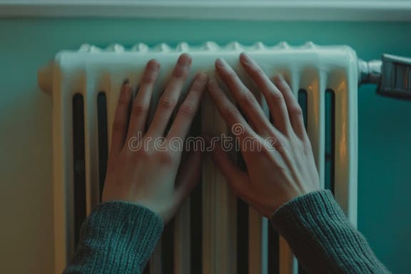 Hands Warming on Radiator in Cozy Home Interior Stock Photo - Image of ...