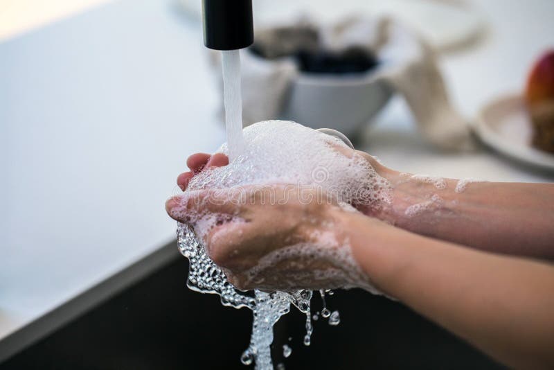 Hands Wash Procedure, Cleaning Hands with Soap from Viruses and ...