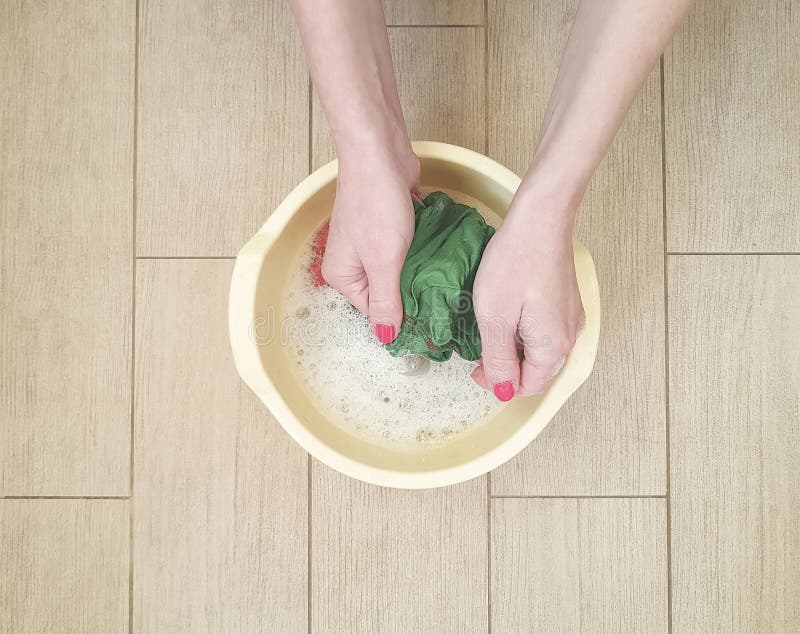 Hands Washing Color Clothes in Basin Stock Photo - Image of clean ...