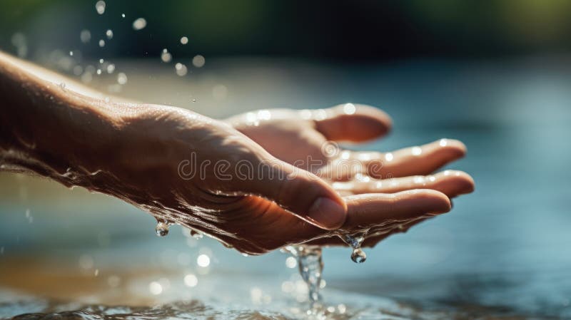 Hands Washing Hands with Water, AI Stock Image - Image of macro, water ...