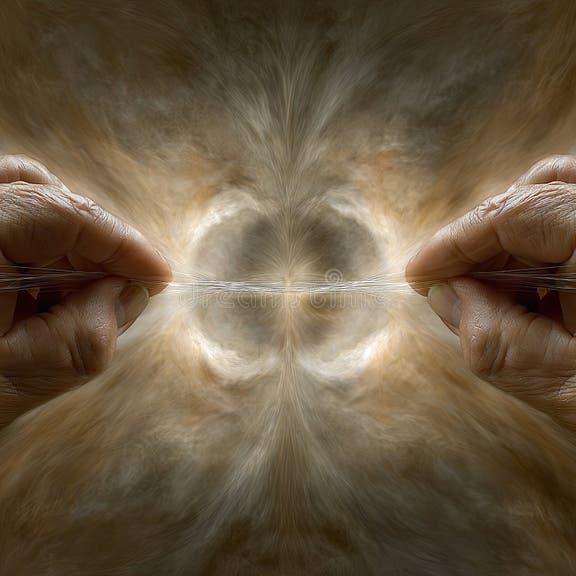 Hands Weave Light Threads from a Glowing Third Eye in a Surreal ...