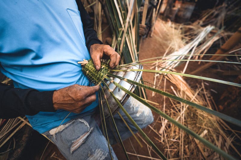 Hands Weaving Bamboo Baskets at Home Stock Image - Image of handicraft ...