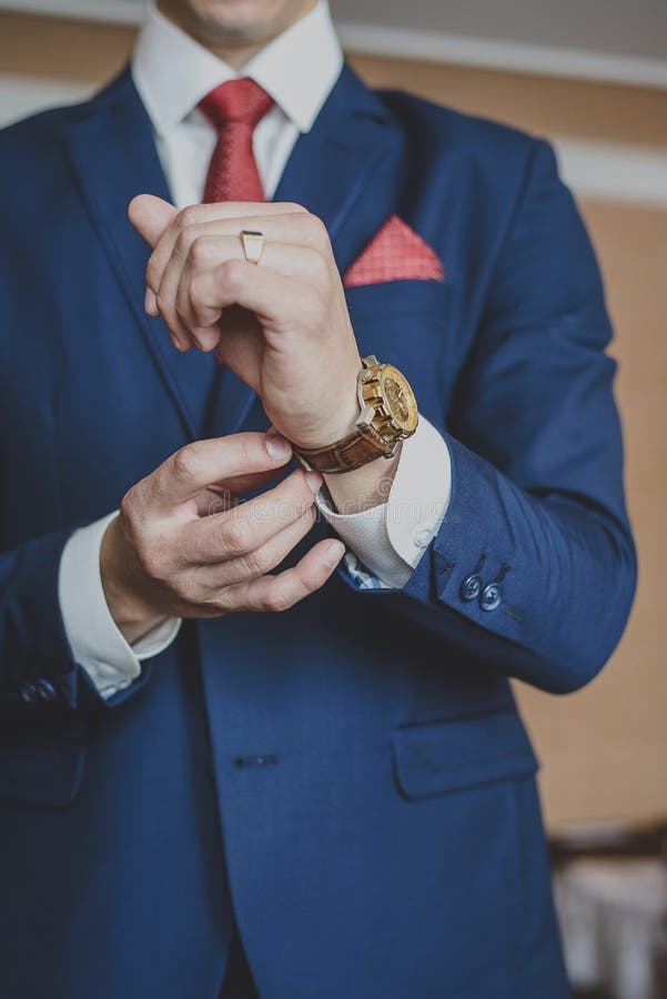 Hands of Wedding Groom Getting Ready in Suit Stock Image - Image of ...
