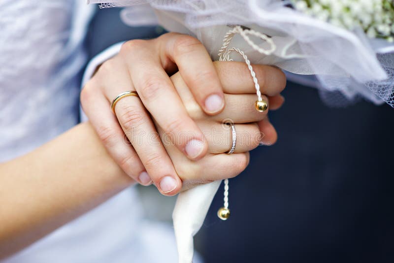 Hands with Wedding Rings Newlyweds Stock Image - Image of jewelry, ring ...