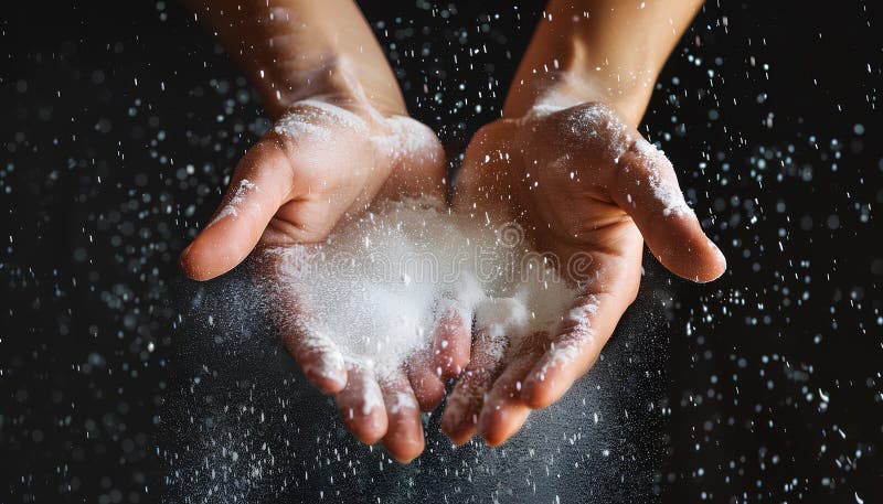 Hands and White Powder Splash Stock Photo - Image of cuisine, bread ...