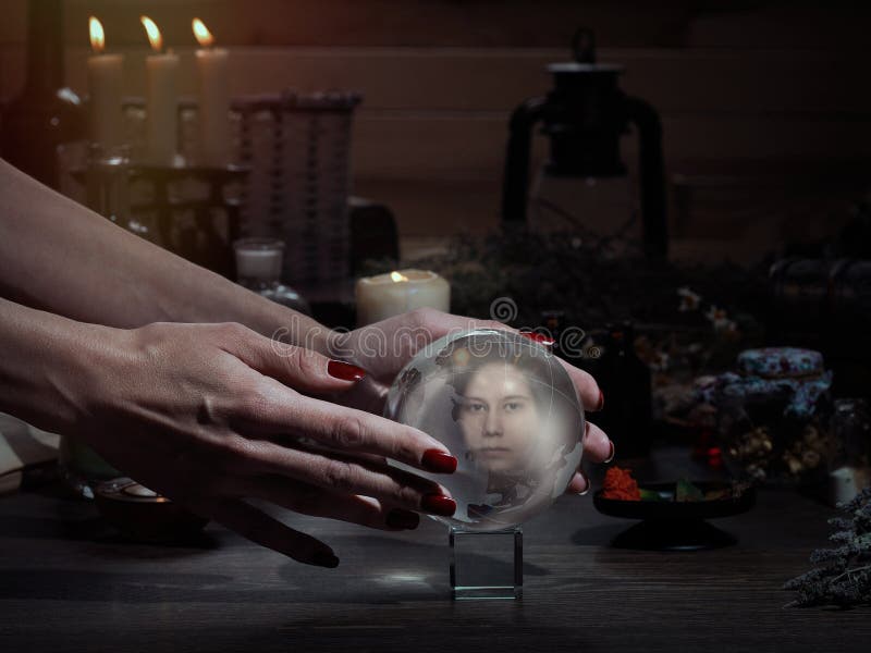 The Hands of Witches, Magic Ball Stock Image - Image of paranormal ...