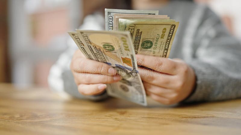 Hands of Woman Counting Dollars at Room Stock Image - Image of money ...