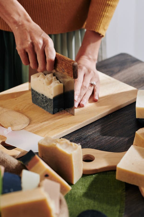 Cutting Soap Base for Melting Stock Photo - Image of homemade, slice ...