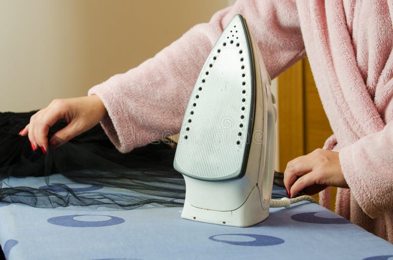 Hands of Woman in Ironing Process Stock Image - Image of laundry ...