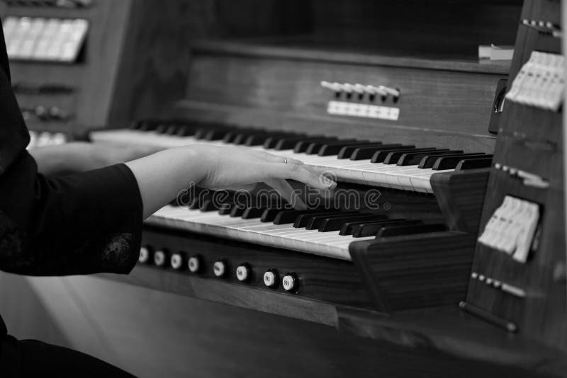Organist Playing On An Old Church Organ Stock Image - Image of ...