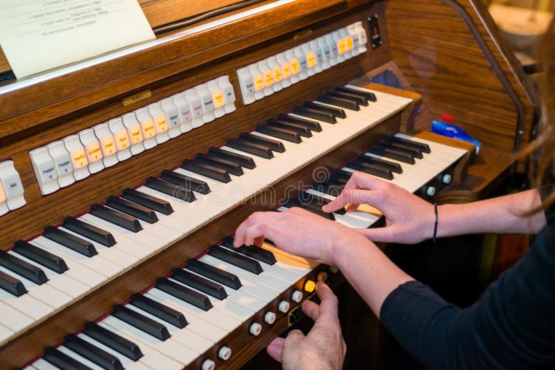 Hands Of A Woman Playing The Organ Stock Image - Image of performance ...