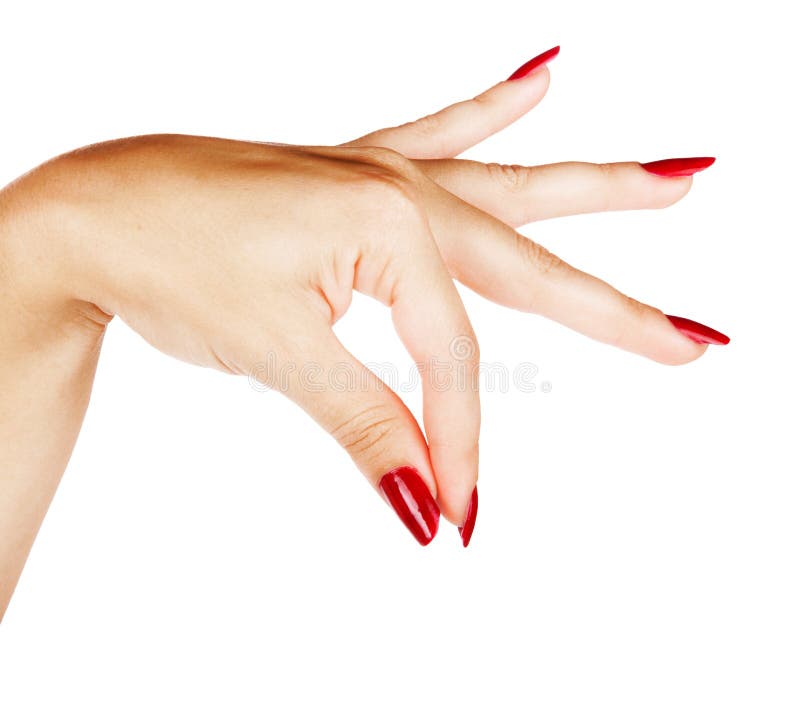Woman Hand with Red Nails Side View Stock Photo - Image of glamour ...