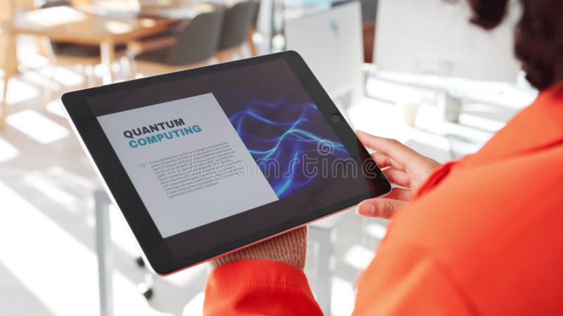 Hands, Woman and Tablet with Screen in Office for Quantum Computing ...