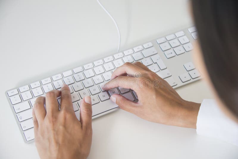 Hands of a Woman Typing on a Keyboard Stock Image - Image of press ...