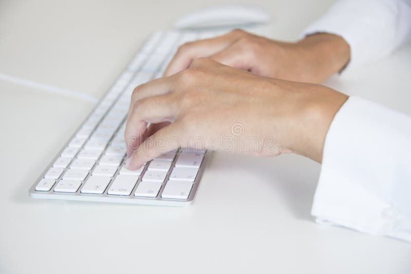 Hands of a Woman Typing on a Keyboard Stock Image - Image of keyboard ...