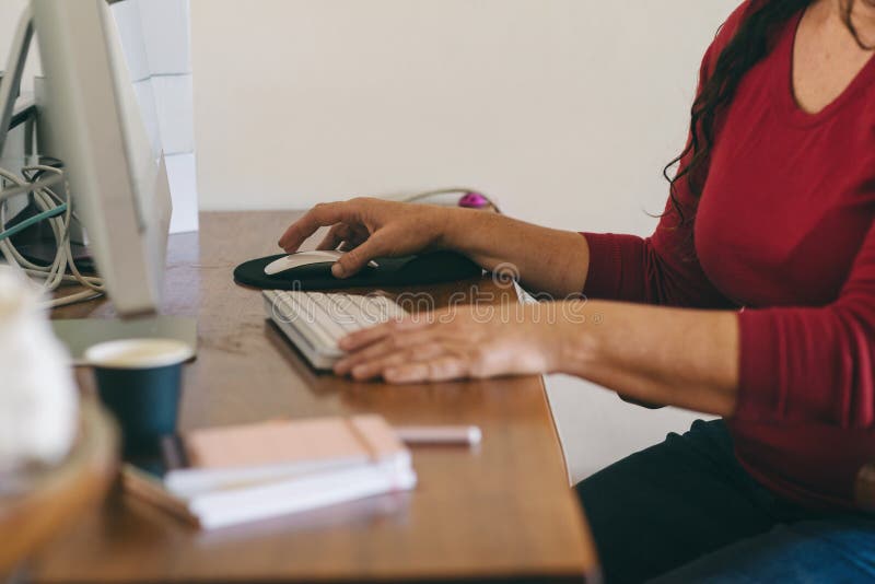 Woman Working from Home, Using Computer Stock Photo - Image of woman ...