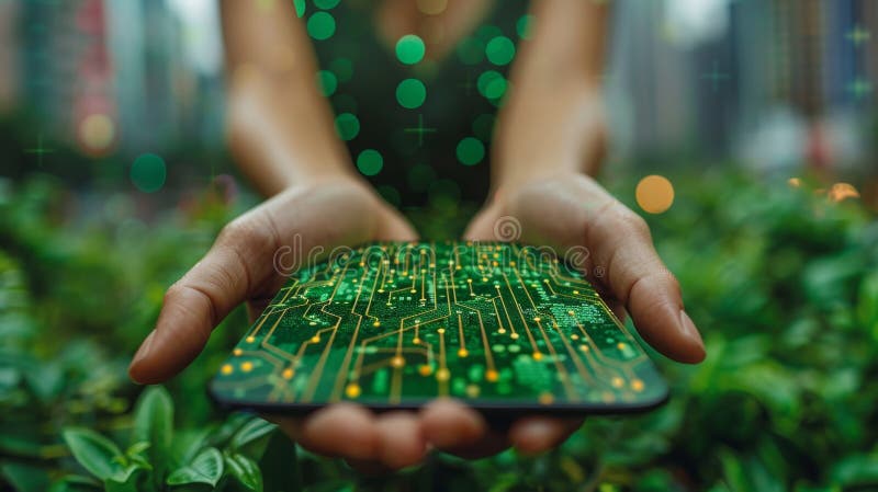 Hands Women Using Eco-future Technologies in the Ecosystem. Working in ...