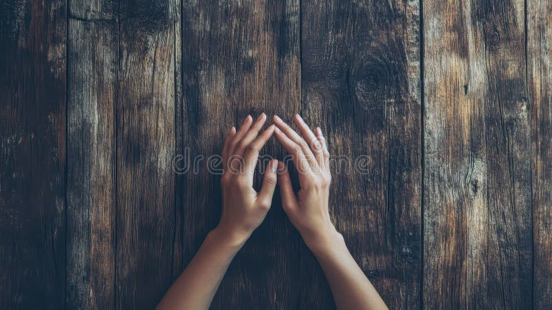 Hands on Wood during Reflection Stock Image - Image of setting, surface ...