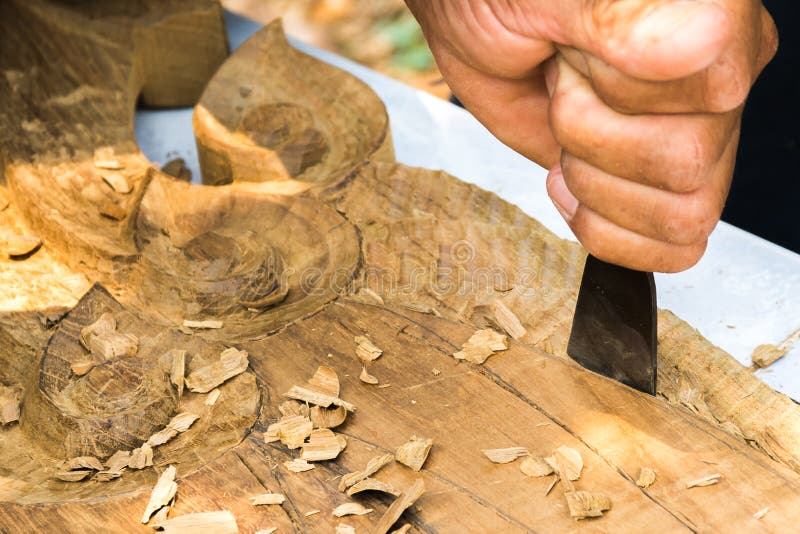 Hands Woodcarver while Working with the Tools Stock Image - Image of ...