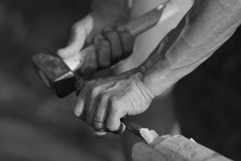 Hands at work stock photo. Image of project, chisel, work - 6133388