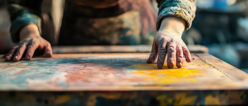 Hands at Work in a Creative Studio Environment Stock Image - Image of ...