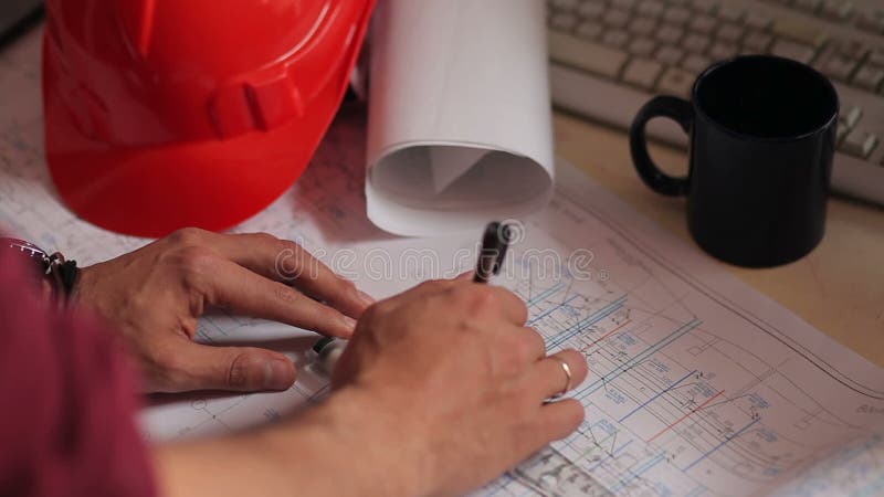Hands Work with the Drawings and Blueprints Stock Footage - Video of ...