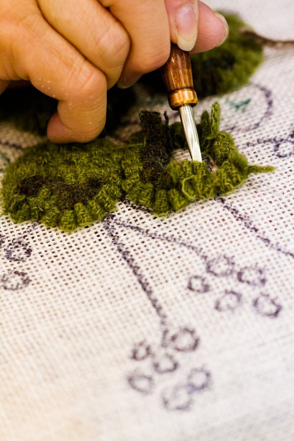 Rug hooking stock photo. Image of linen, latchhooking - 286856790