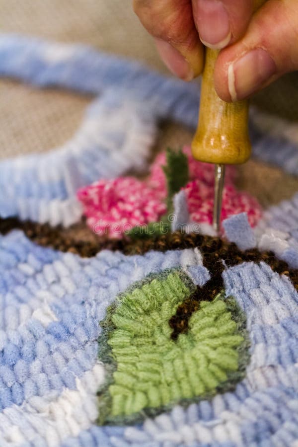 Rug hooking stock photo. Image of hold, hooking, homemade - 287567242