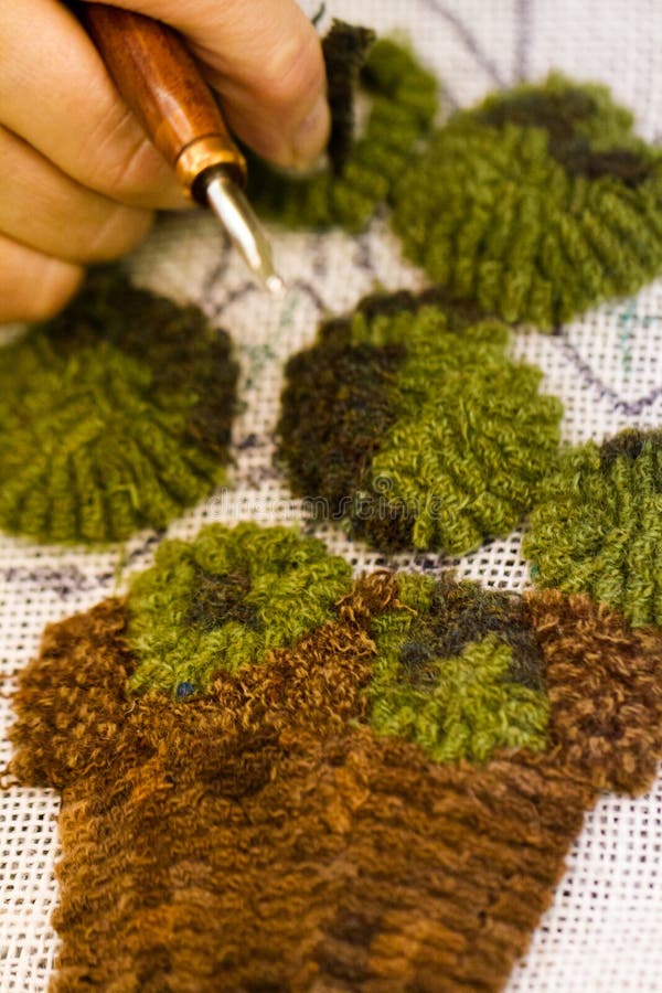 Rug hooking stock photo. Image of expertise, linen, multicolor - 287848678
