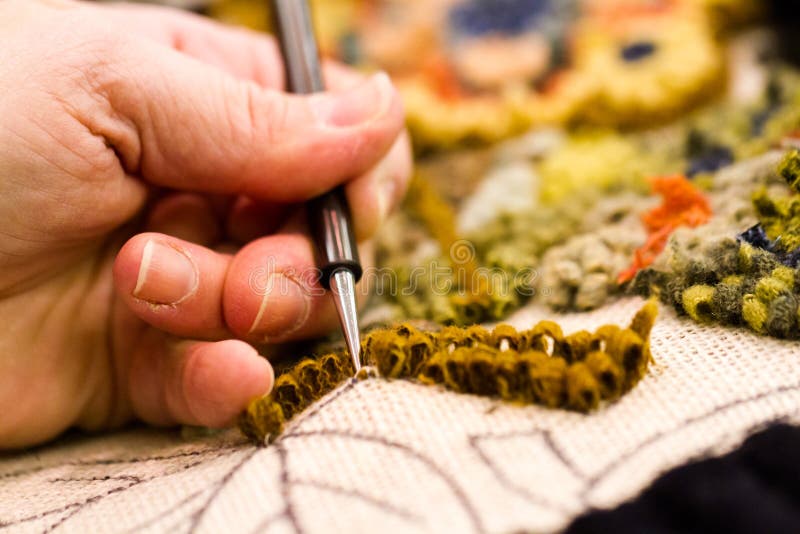 Rug hooking stock image. Image of fabrix, hooking, woven - 288040799