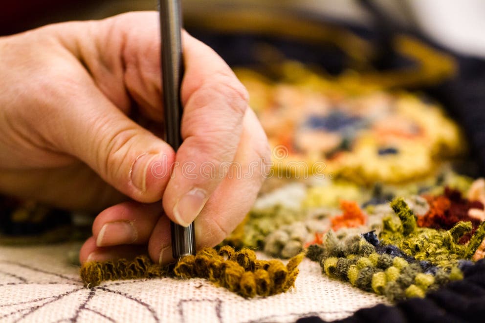 Rug hooking stock image. Image of homemade, creativity - 288246281