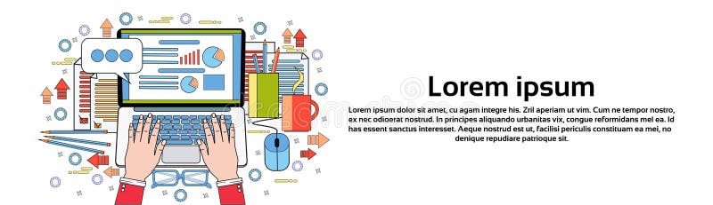 Hands Work on Laptop Computer Finance Chart Business Statistic Data ...