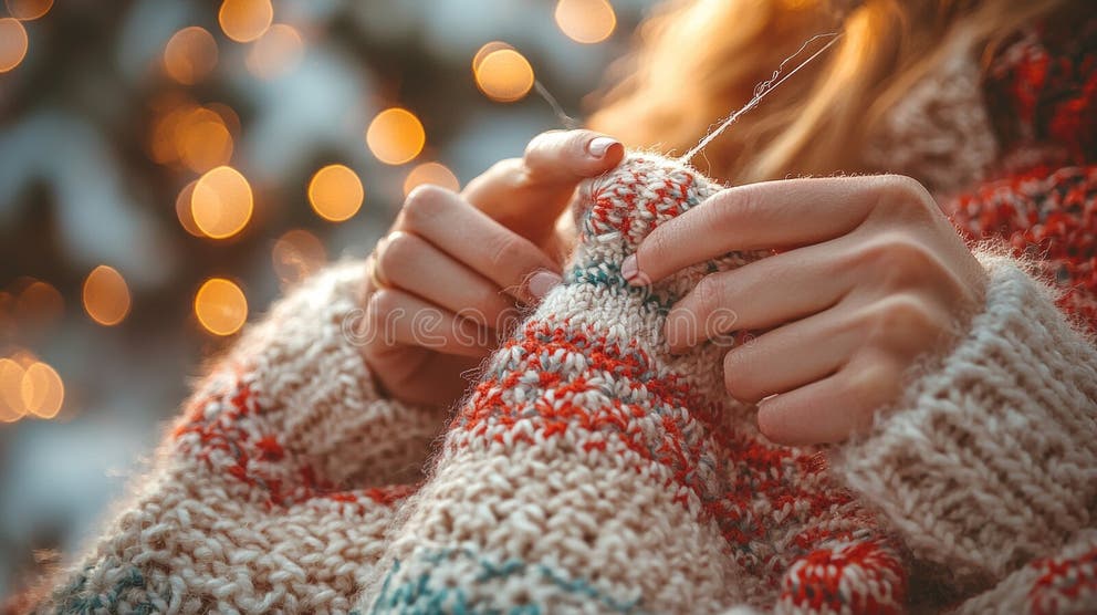 Hands Work Skillfully on Delicate Lace Pattern Using Crochet Hook and ...