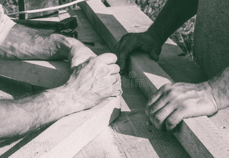 The Hands of the Workers Carpenters Stock Image - Image of male, black ...