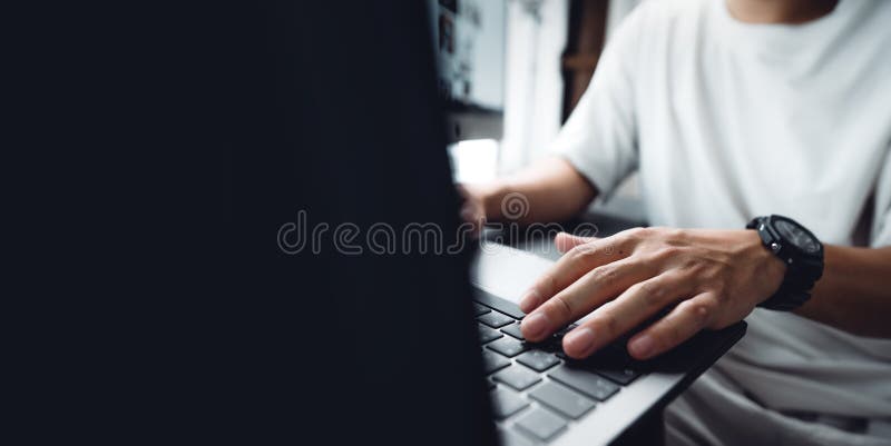 Hands Working on a Laptop Computer Stock Photo - Image of modern, hands ...