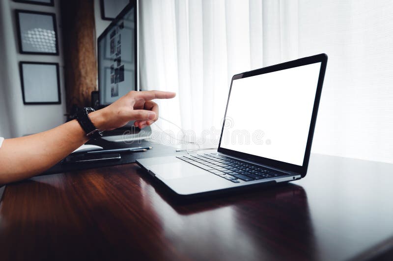 Hands Working on a Laptop Computer Stock Image - Image of monitor ...