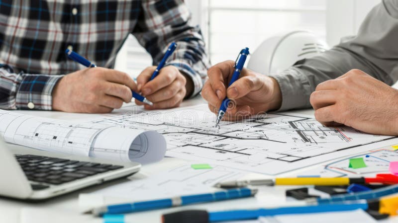 The Hands Working on Blueprints. AI Generated Stock Image - Image of ...