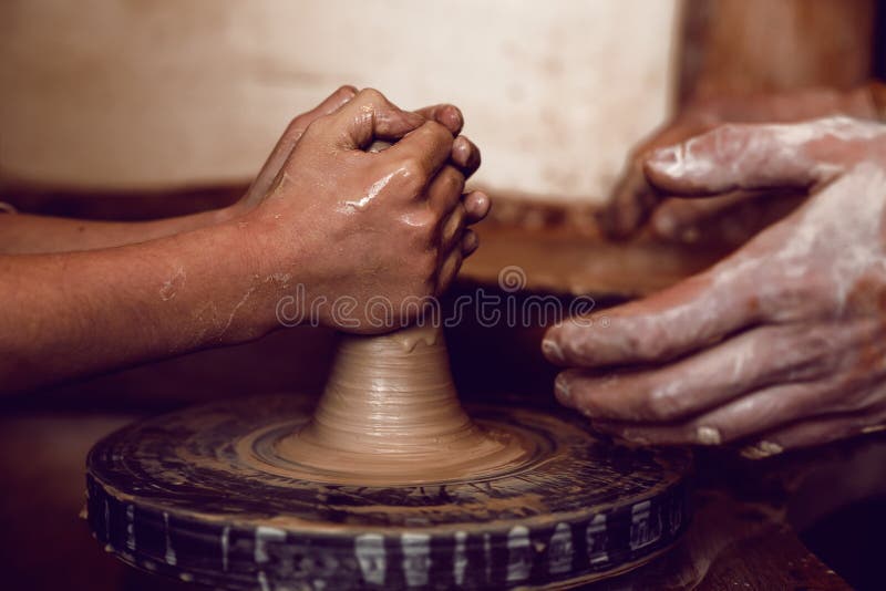 Hands working with clay stock photo. Image of folds, fingertips - 85762892