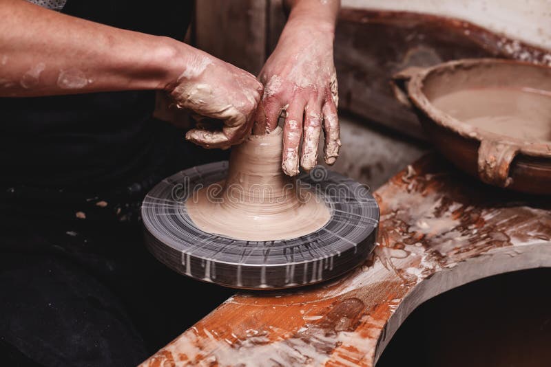 Hands working with clay stock image. Image of creativity - 86108959