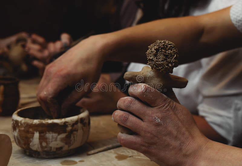 Hands working with clay stock photo. Image of painted - 85762852