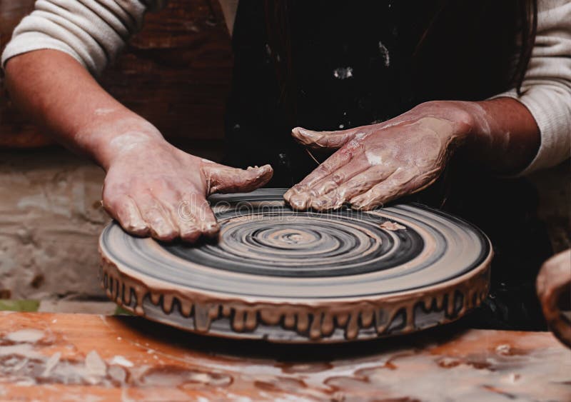 Hands working with clay stock photo. Image of handwork - 86109132