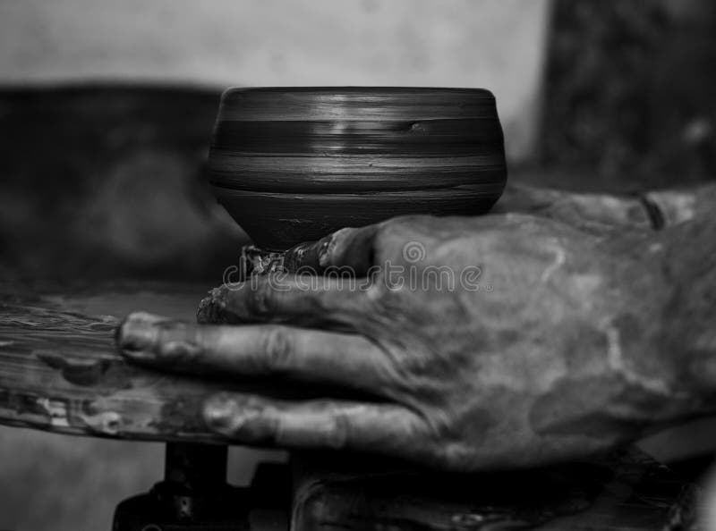 Hands Working and Finishing Sculpture with Clay Stock Image - Image of ...