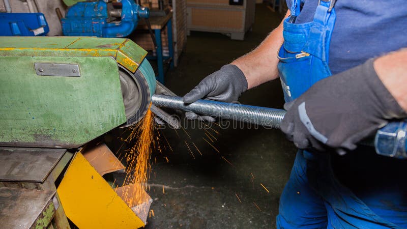 Hands Working on a Grinding Machine Stock Photo - Image of disk, hand ...