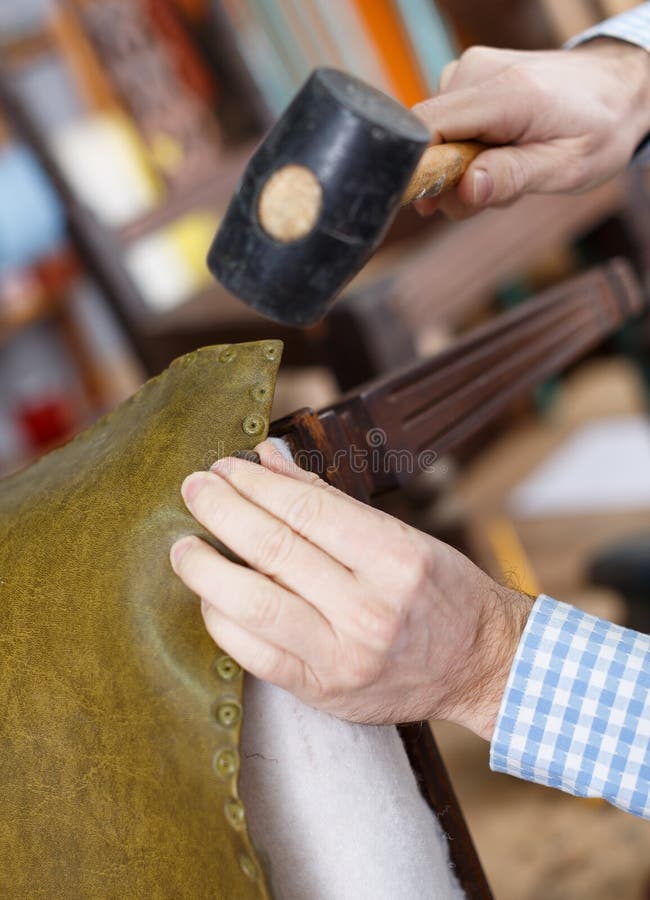 Hands Working with Hammer in Workshop Stock Photo - Image of decoration ...