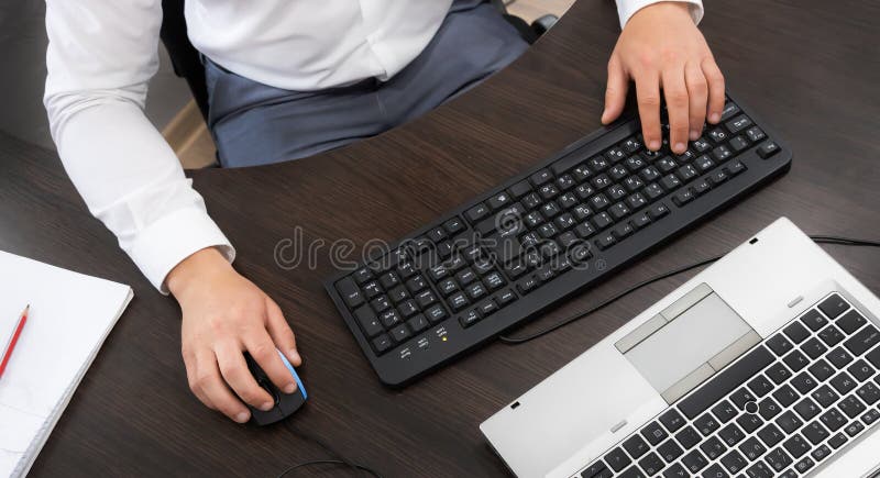 Working on Keyboard with Blue Tint Stock Image - Image of macro ...
