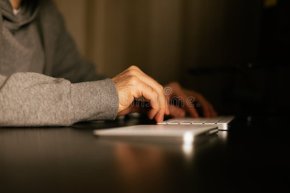 Hands working on keyboard stock photo. Image of person - 375025764