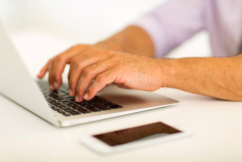 Hands working on laptop stock image. Image of portrait - 52862985